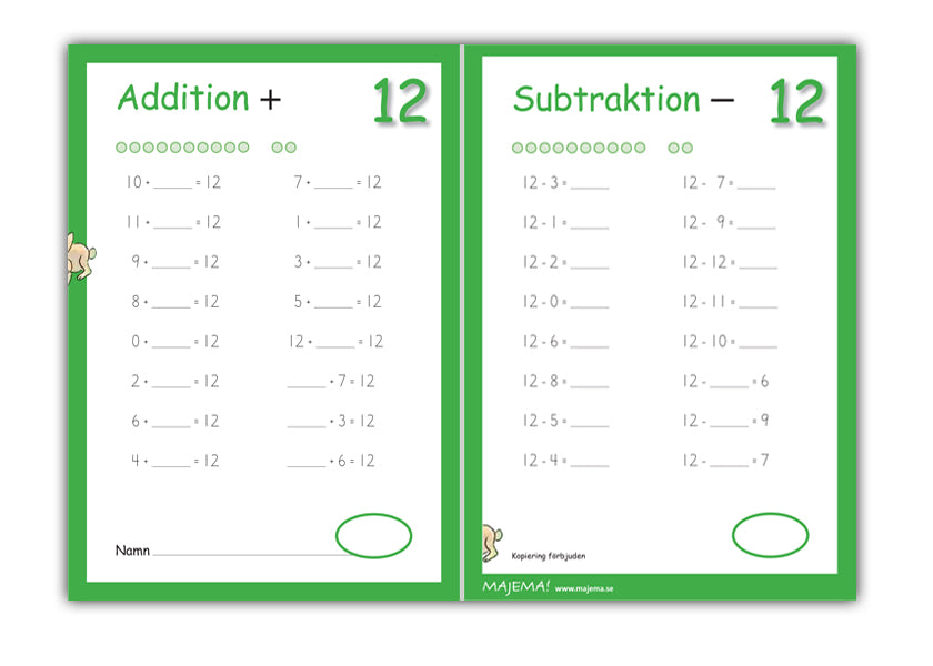 Matteblock, set med addition/subtraktion, talområden 11-20 | Majema